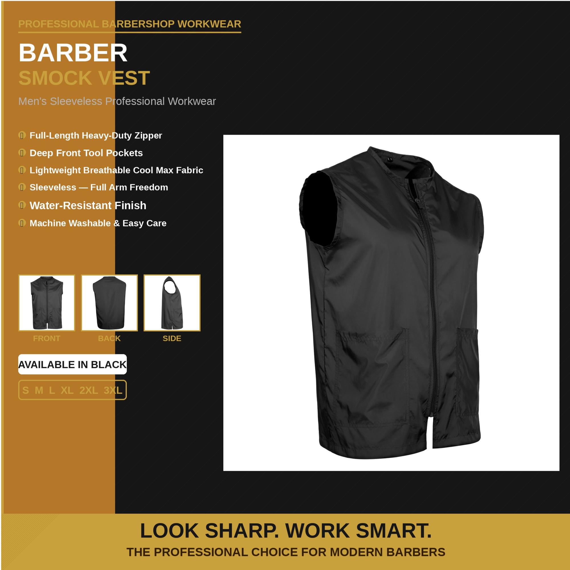 Regale Barber Supply Men's Sleeveless Smock Vest | Professional Hair-R