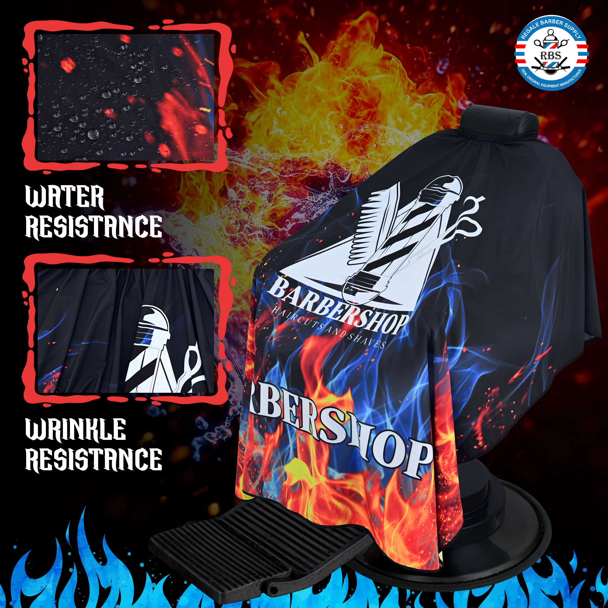 Regale Professional Barber Cape with Flame Design – Regale Barber Supply